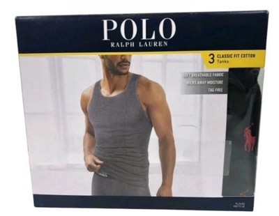 3 Pack Polo Ralph Lauren Mens CLASSIC Fit BLACK Cotton TANK Size SMALL ...