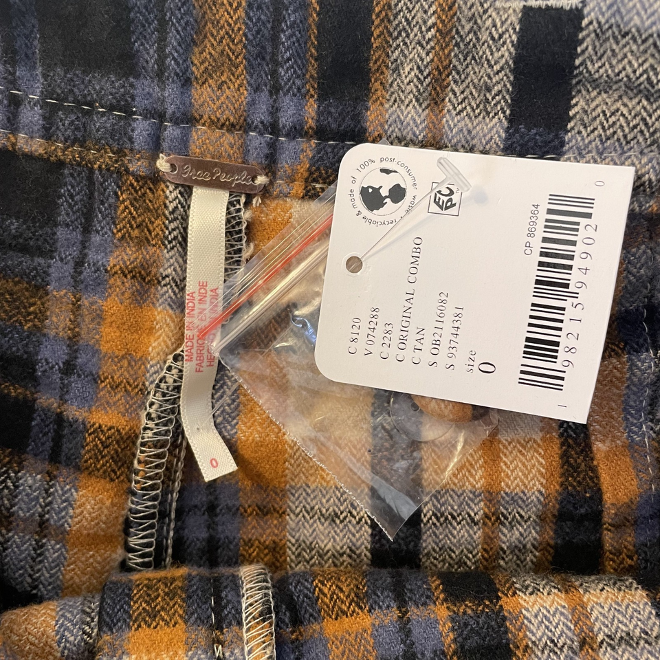 NWT FP Serena Micro Skort Sz 0 Plaid Flannel Fall Academia Preppy Avril ...