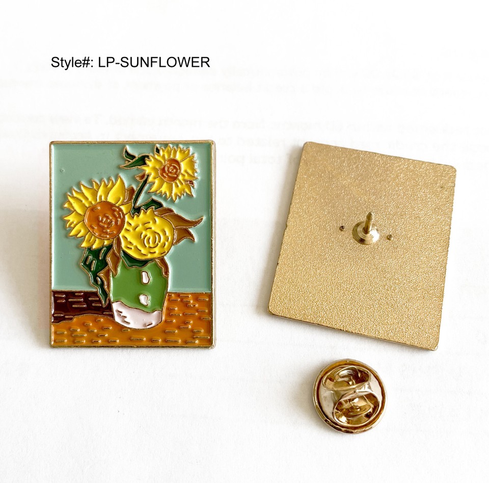 Floral in Vase Painting Lapel Pin, Flower Brooch Sunflower Pin Floral ...