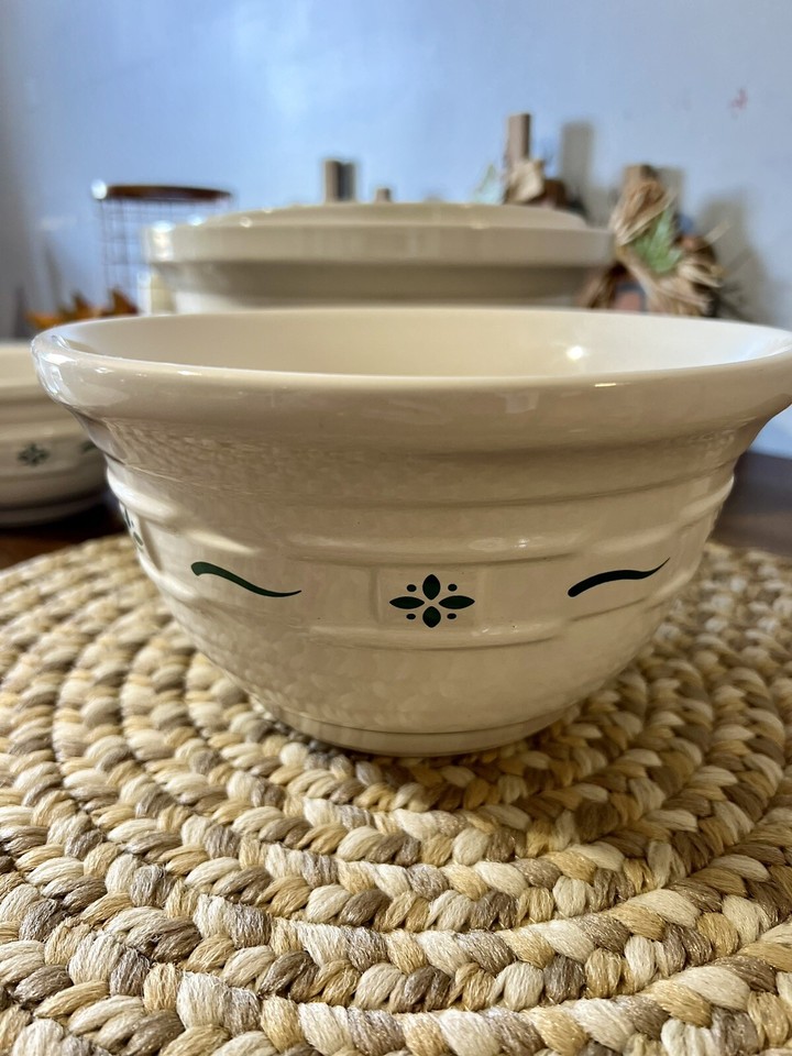 Longaberger Pottery Woven Traditions Blue (4) Nesting Mixing Bowls ...