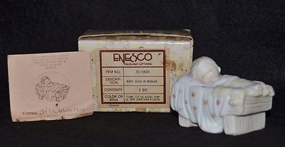 PRECIOUS MOMENTS-"COME LET US ADORE HIM"-E5619 - JESUS IN MANGER - FISH ...