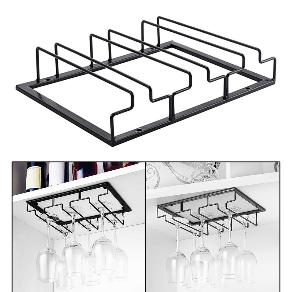 Wine Glass Cup Rack Holder Hanger Organizer Hanging Shelf Under Cabinet ...