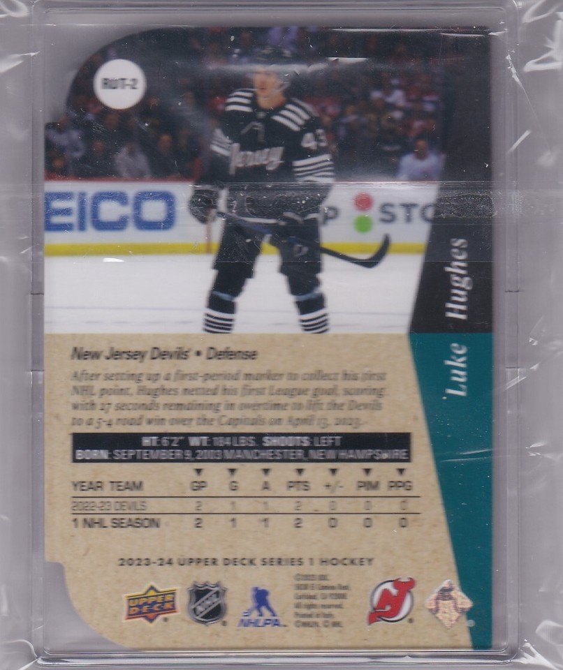 2023-24 Upper Deck Die Cut Red Rookie Luke Hughes New Jersey Devils # ...
