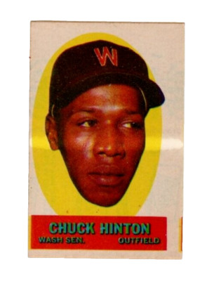 1963 Topps Peel Offs Chuck Hinton - Senators, Instuc. Back, Near Mint ...