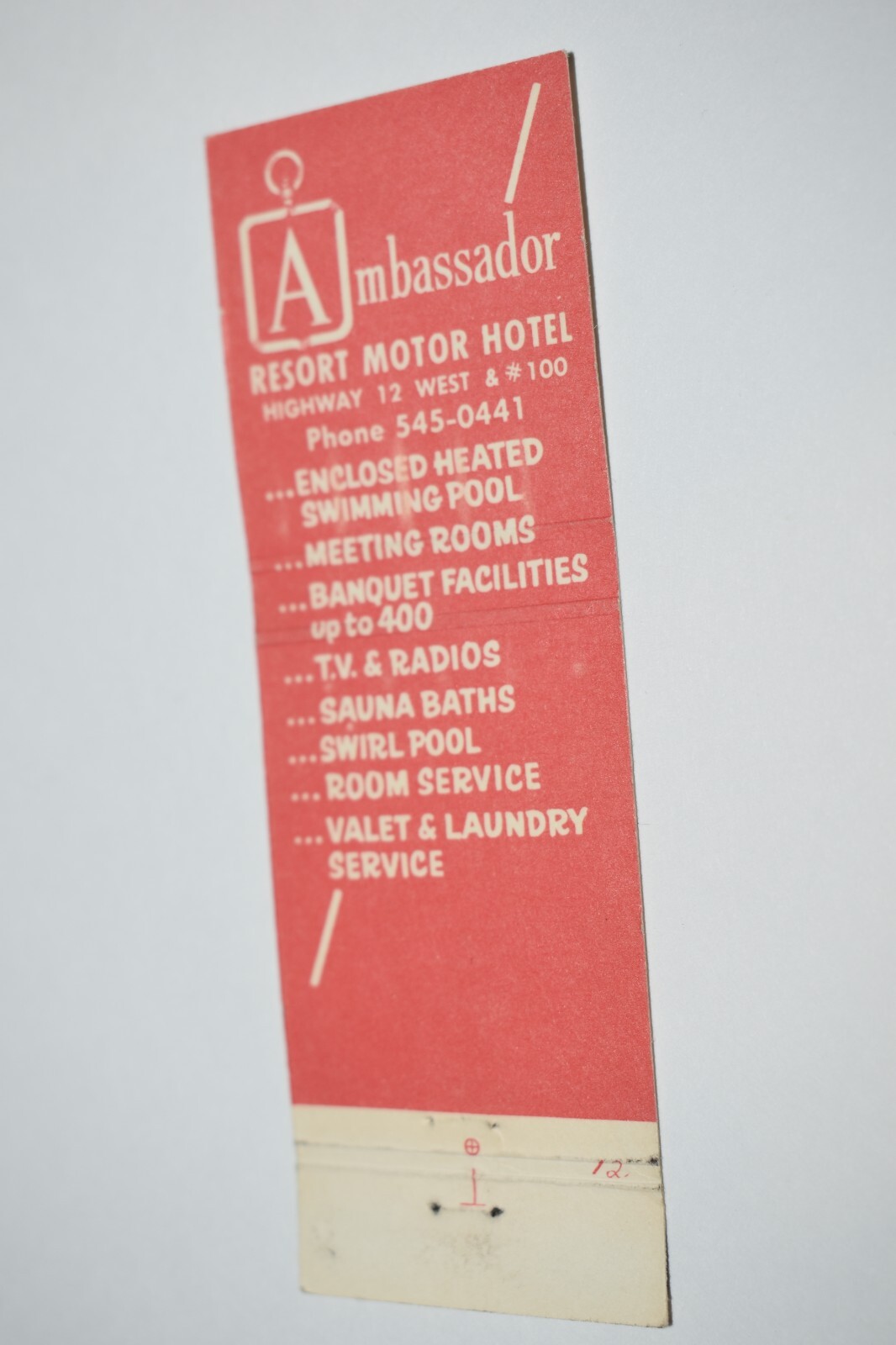 Ambassador Resort Motor Hotel Minnesota 20 Front Strike Matchbook Cover ...