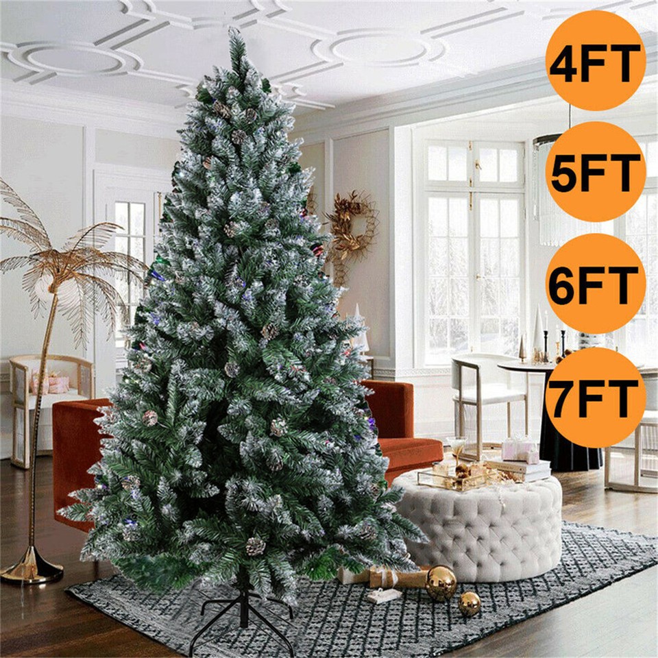 4/5/6/7ft Christmas Tree with Lights / Fiber Optic Pre Lit / Snow ...