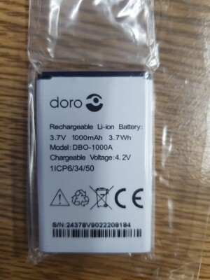 Genuine DORO DBO-1000A BATTERY FOR DORO 3.7V 1372 / 2404 / 1370 1000mAh ...
