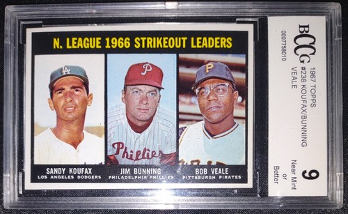 Sandy Koufax 1967 Topps Strikeout Leaders #238 BCCG 9 - STUNNING ...