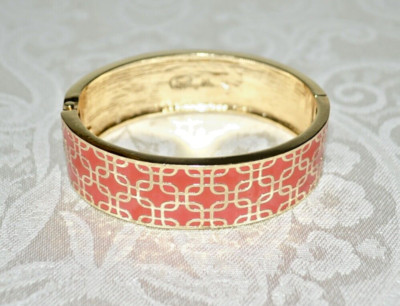 NWT $44 Pappagallo Orange Enamel Gold Plated Palm Springs Block Bangle ...