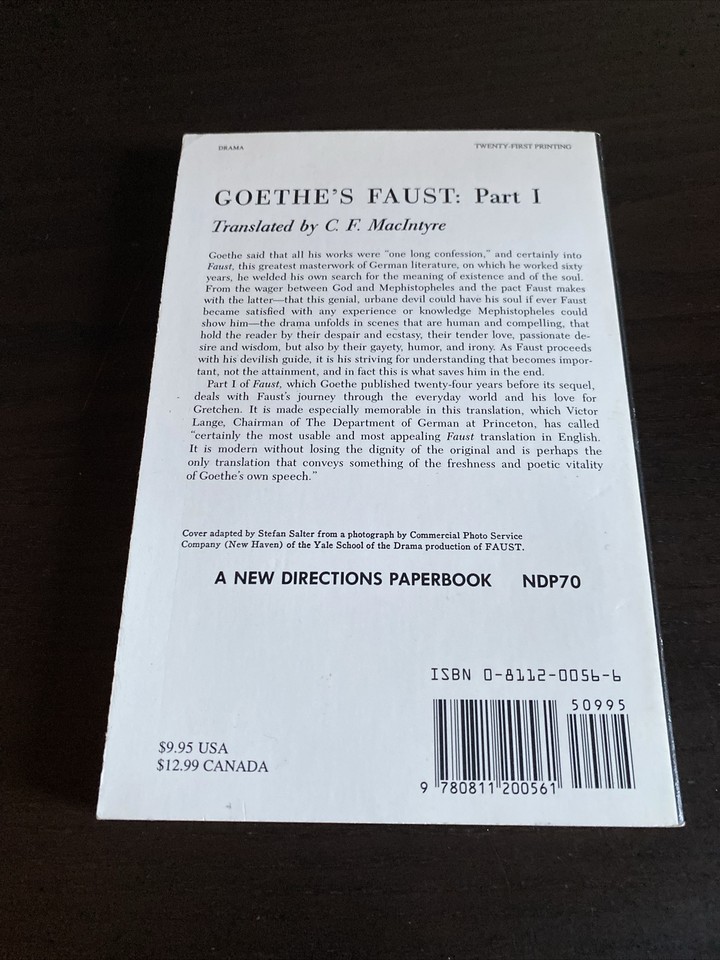 Goethe's Faust, Part I : A New American Version by Johann Wolfgang von Goethe... 9780811200561 ...