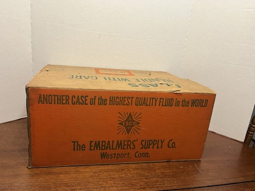 Vintage Funeral Embalming Fluid Cardboard Box Embalmer's Supply Co ESCO ...