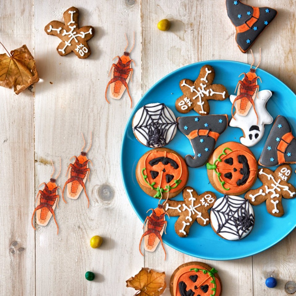 100 Pcs Cockroach Bugs Fake Roaches Prank Toys Look Real Halloween ...