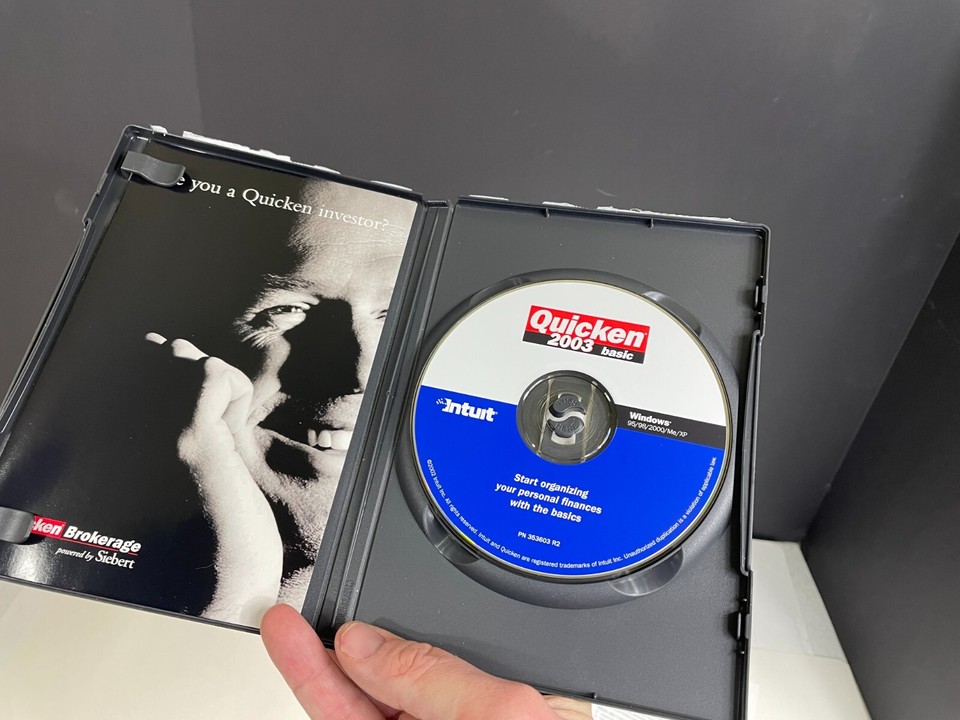 Quicken 2003 Basic software CD-ROM Disc Program Intuit Windows 95/98 ...