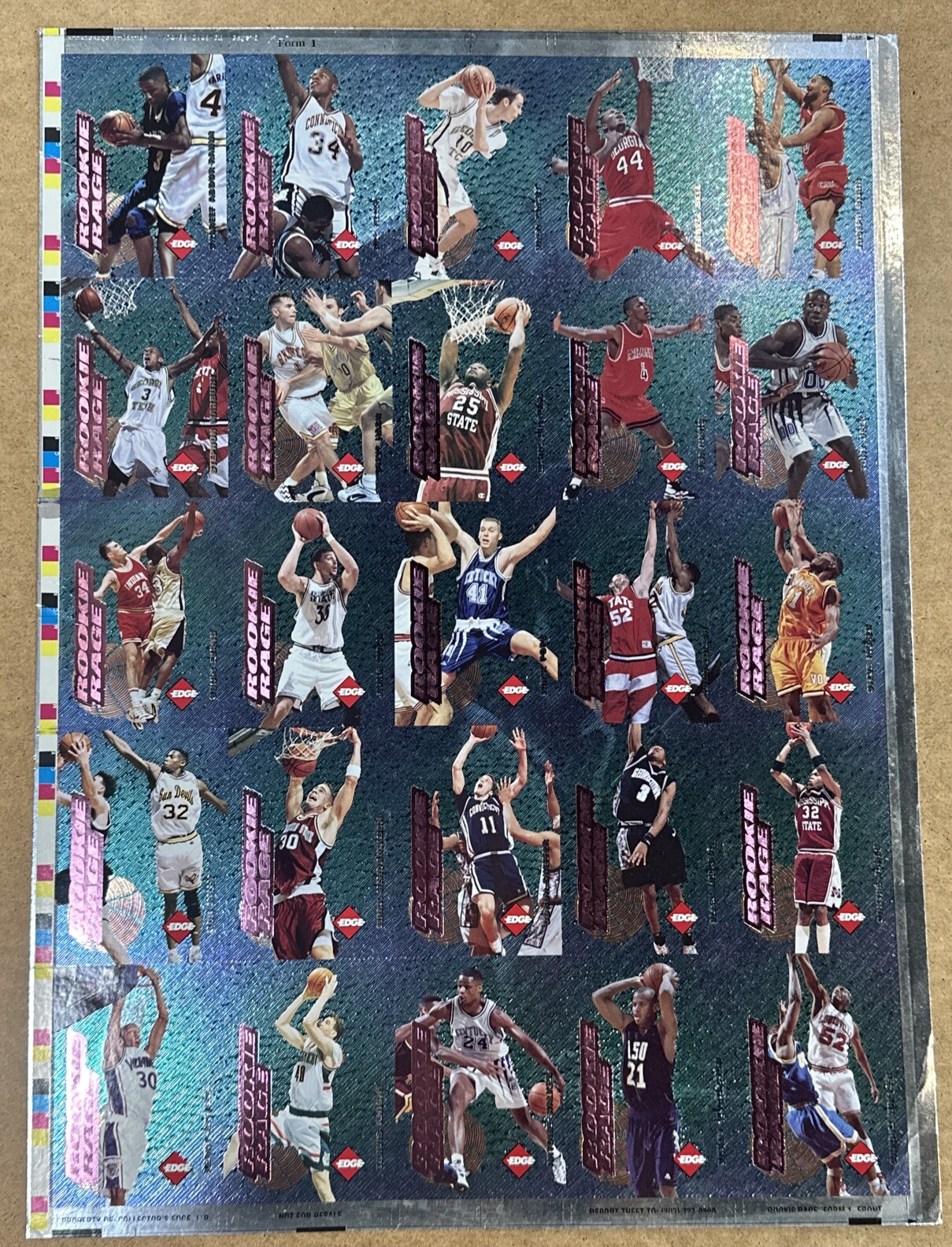 1996 Collector's Edge Rookie Rage Uncut Sheet Allen Iverson Ray Allen ...