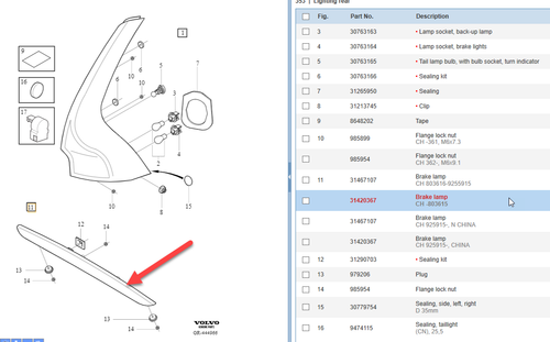 Genuine Volvo Xc60 High Mount Lamp 31420367 for sale online | eBay