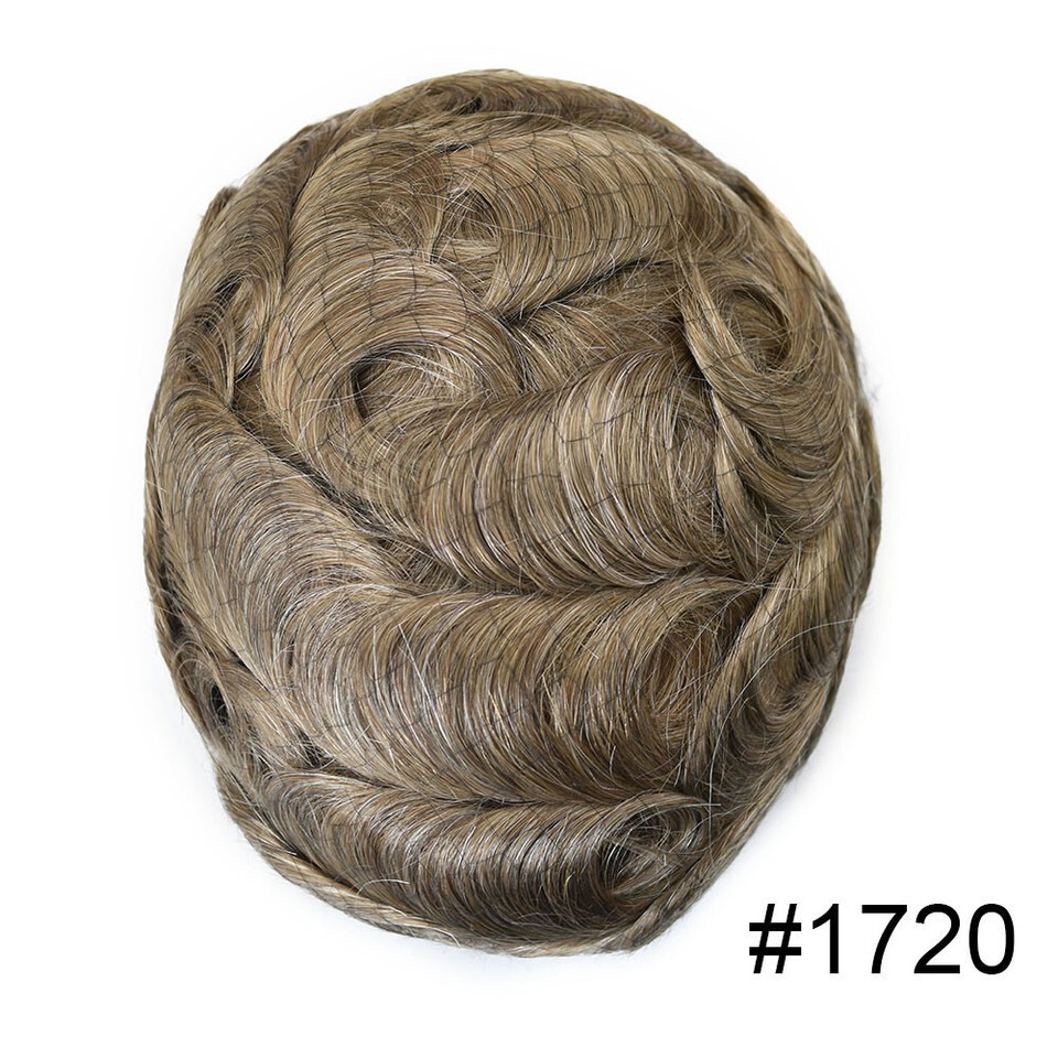 Mens Toupee Human Hair Replacement Full Poly Skin Injected PU System ...