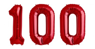 16" 100 Red Number Balloons 100th Birthday Party Anniversary Foil ...
