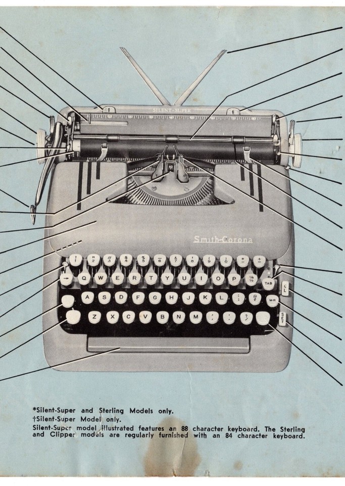 ORIGINAL Smith Corona Sterling Typewriter Instruction Manual Vtg Silent ...