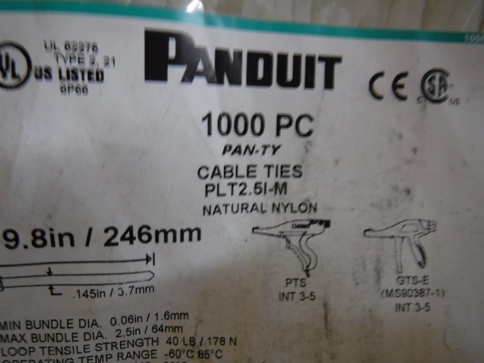 Panduit PLT2.5I-M Cable Tie Intermediate Nylon 6.6 9.7-Inch Length ...