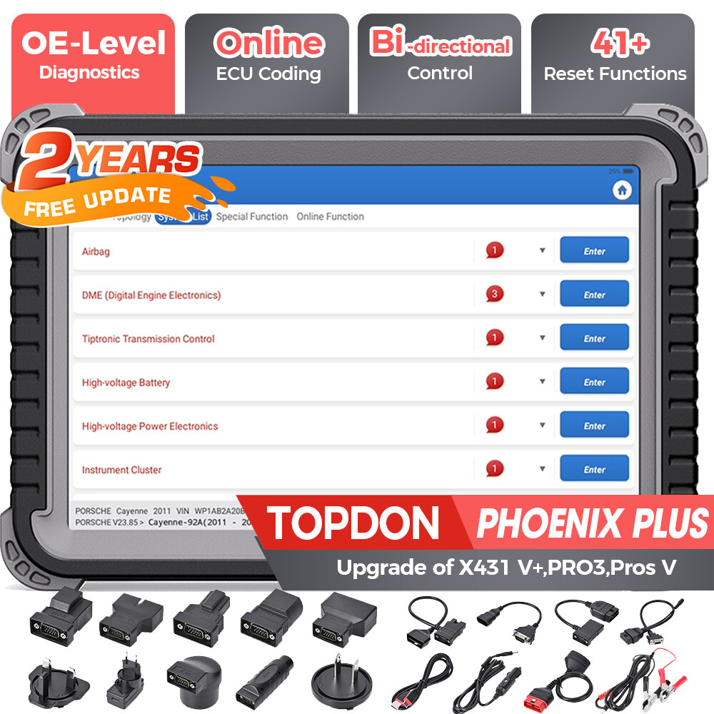 Topdon Phoenix Plus PRO3S+ Bidirectional Car Diagnostic Scanner Tool ...