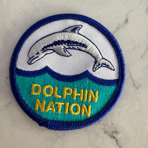 Dolphin Nation Patch White Blue-Trim Sewing & Craft Embroidered Iron-On ...