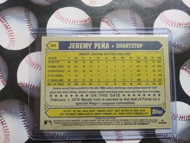 2022 Topps Archives - 1987 Topps Design Silver #280 Jeremy Pena /99 (RC ...