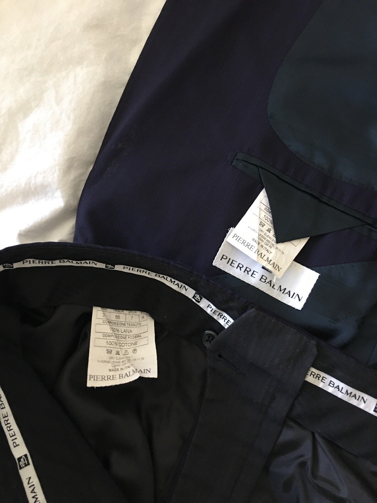 PIERRE BALMAIN 100% WOOL NAVY BLUE STRIPED 2 PIECE SUIT SIZE 56 US 46 | eBay