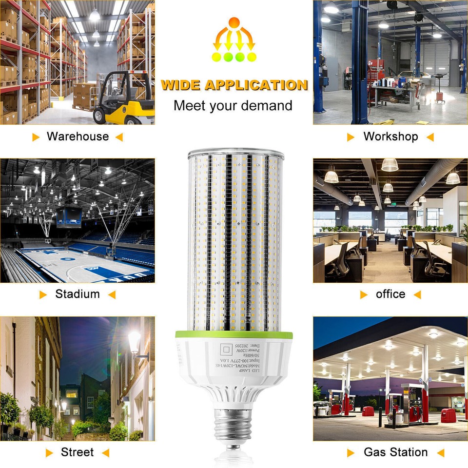 6Pack Commercial 120W LED Corn Light Bulb E39 Large Mogul Base ...
