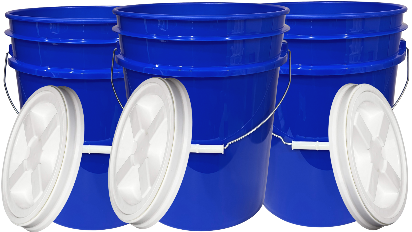 5 Gallon Food Grade Reflex Blue Buckets with Screw on Gasket Lids (Pack ...