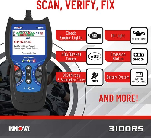 INNOVA 3100RS SCANNER DIAGNOSTIC SCAN TOOL CODE READER OBD2 CAN ABS SRS ...