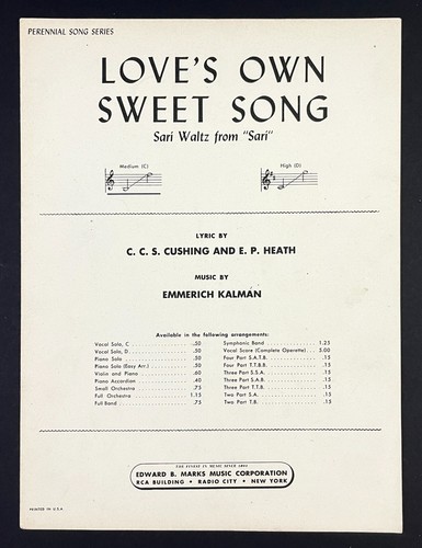 Love's Own Sweet Song Sari Waltz 1912 Vintage Sheet Music Piano Vocal E ...