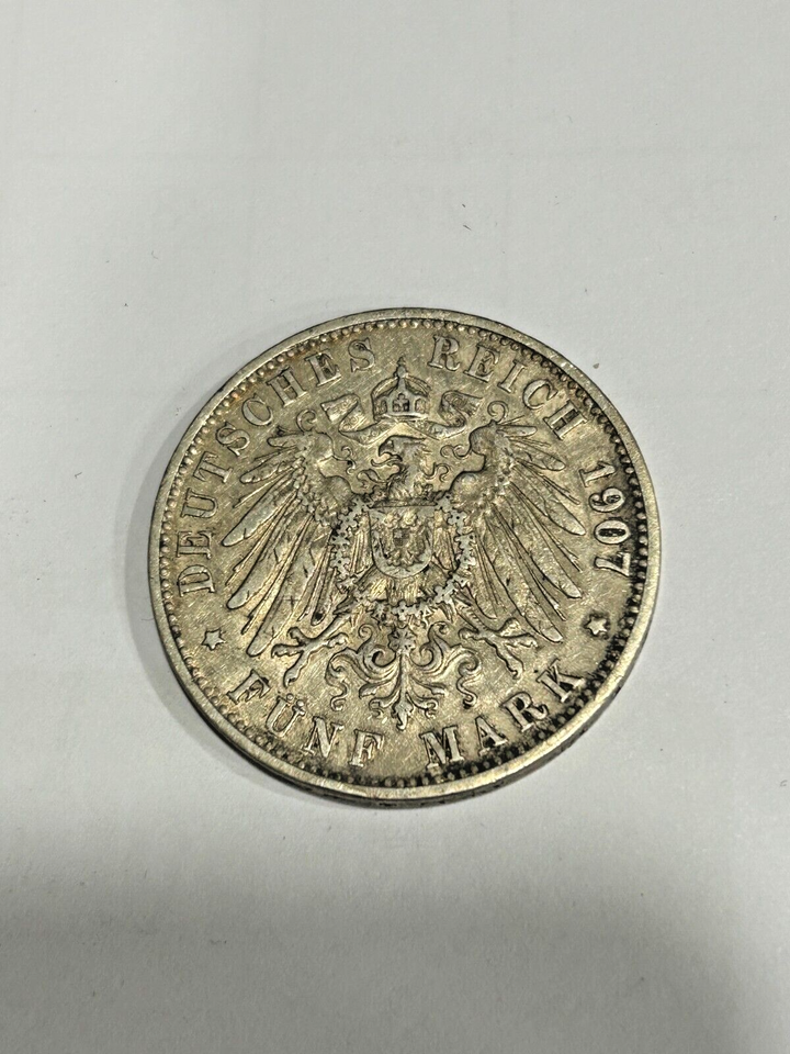 1907 F Germany Wurttemberg Wilhelm II Funf 5 Mark Silver Coin | eBay