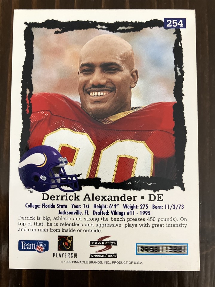 Derrick Alexander RC 1995 Score Rookie #254 Rookie Vikings | eBay