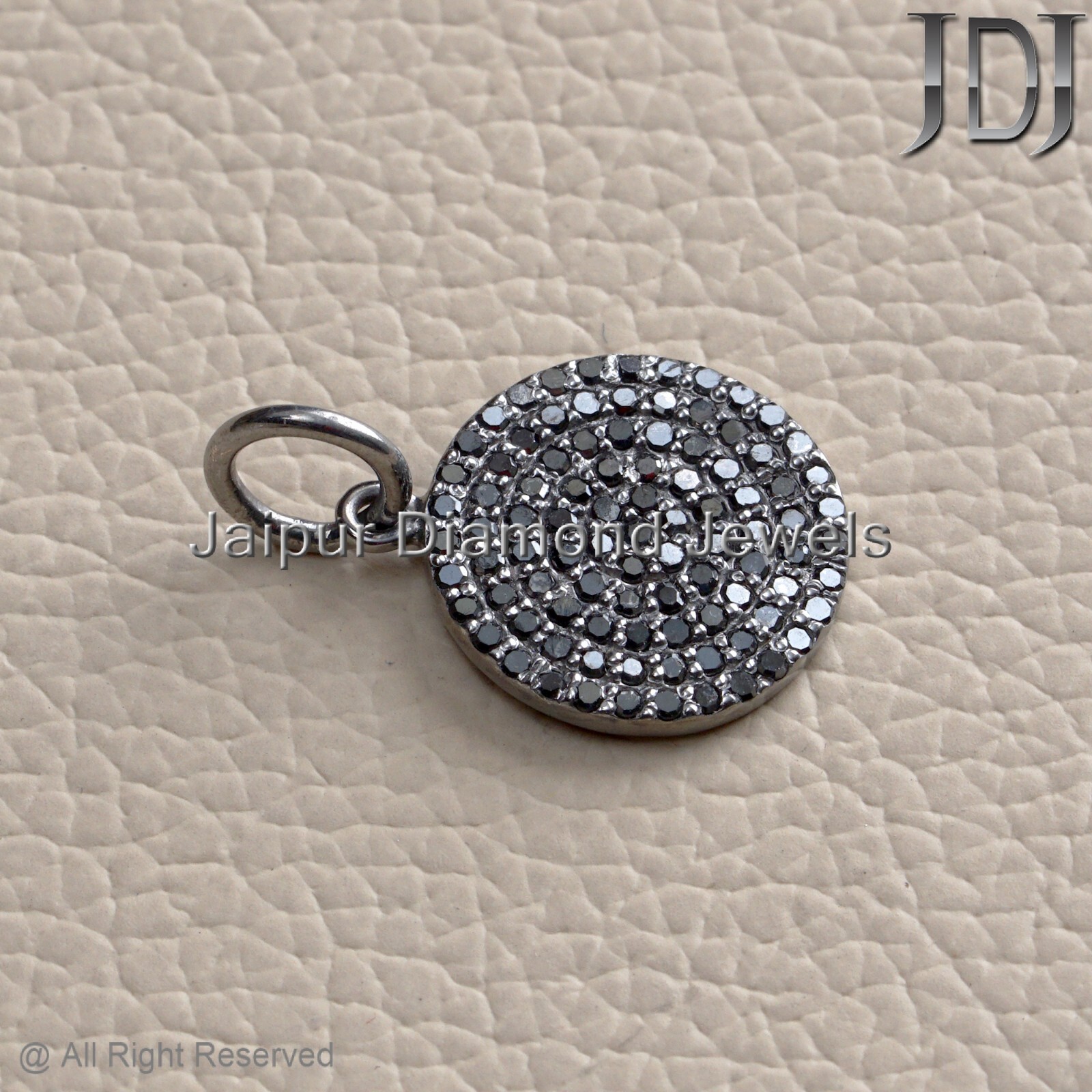 Black Diamond Pave DISC Charm Pendant 925 Sterling Silver Jewelry ...