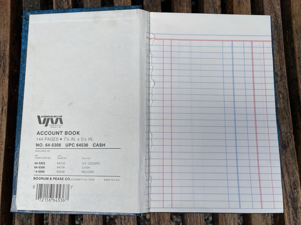 Vintage Cash Book Record Keeping Book Keeping Ledger 5-1/4" x 7-1/4 ...