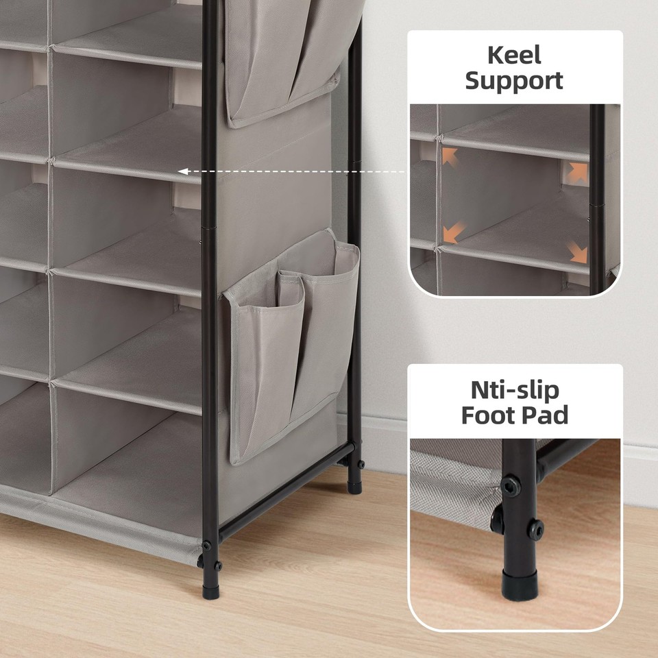 STORAGE MANIAC Stackable Shoe Cubby Organizer, Free Standing Shoe Cube ...