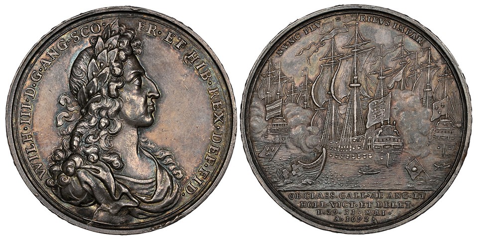 England William and Mary. 1692 AR Medal. NGC MS61. For the Battle of La ...
