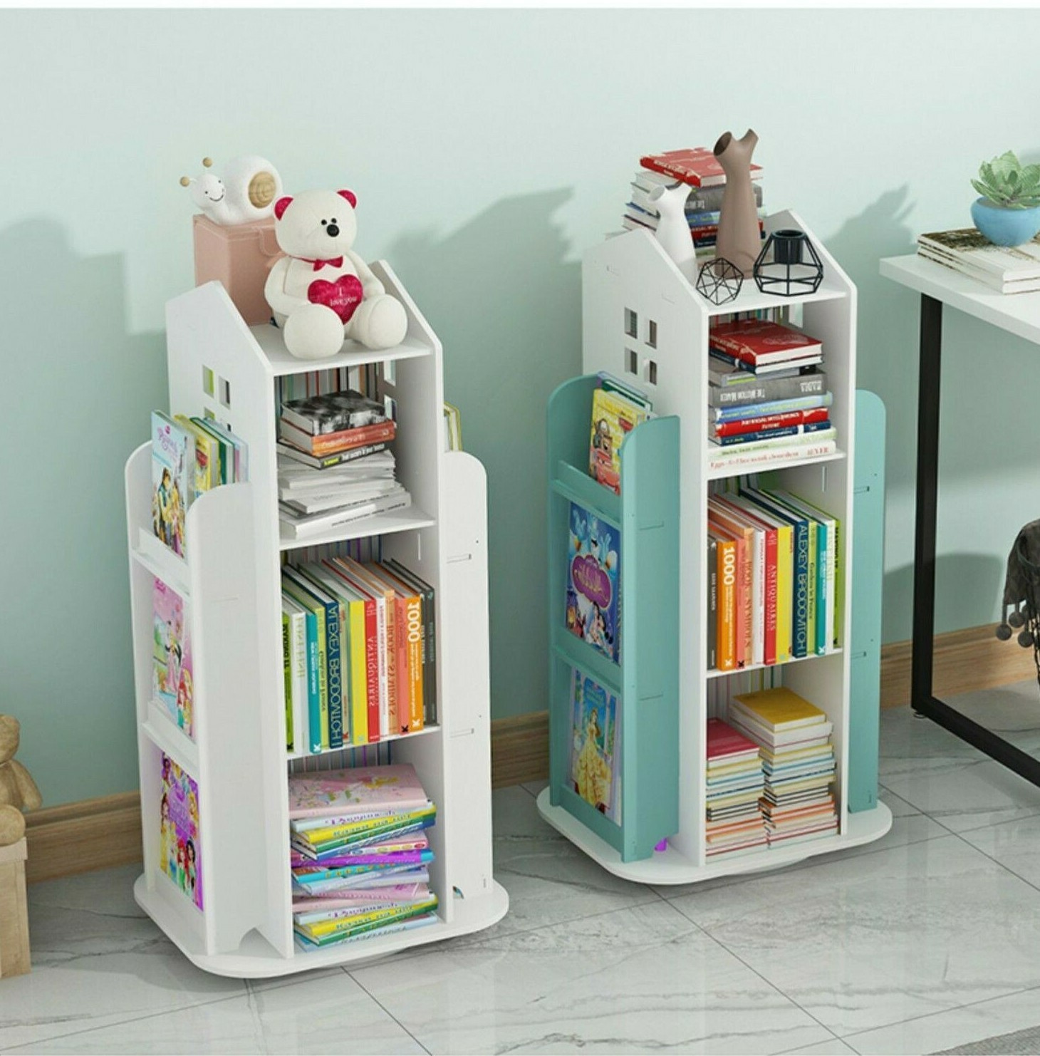 Rotating Book Storage Bookshelf Bookcase Rotating Display Stand Book ...