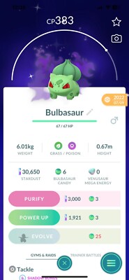 Shiny Shadow Bulbasaur - MlNl P T C - Read Description | eBay