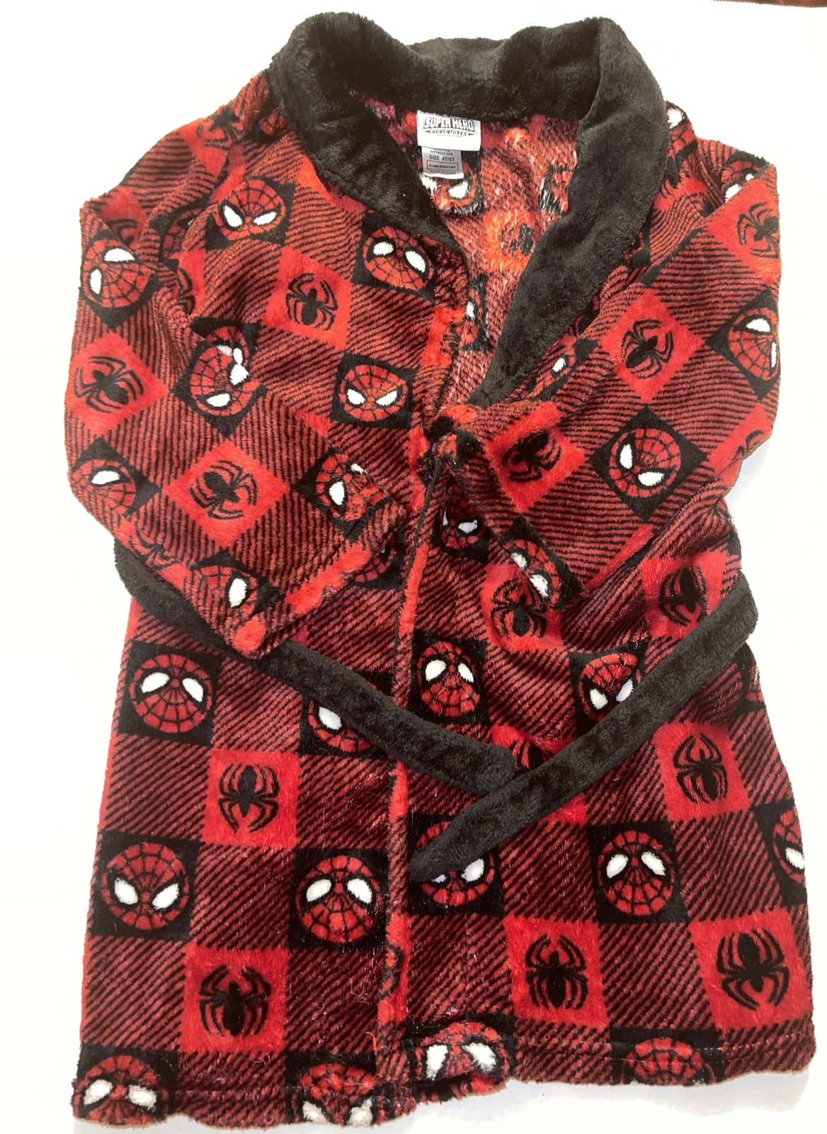 Spiderman Plaid Boys Robe Size 4T/5TPajama or Swimsuit Cover Up Bathrobe | eBay