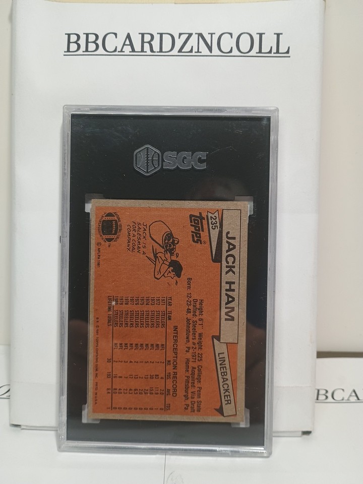 1981 Topps Jack Ham #235 Graded SGC 5 Steelers Hall of Fame Linebacker ...