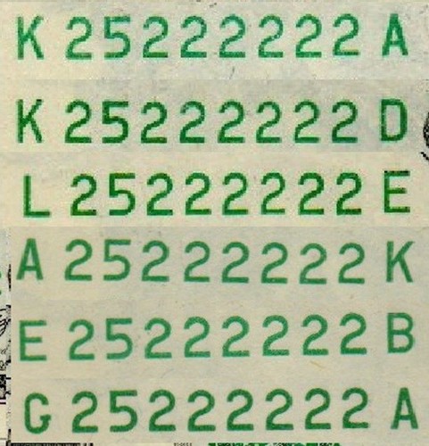 (SIX) $1 **MATCHING** Fancy Serial Numbers -- NEAR-SOLID -- (25222222 ...