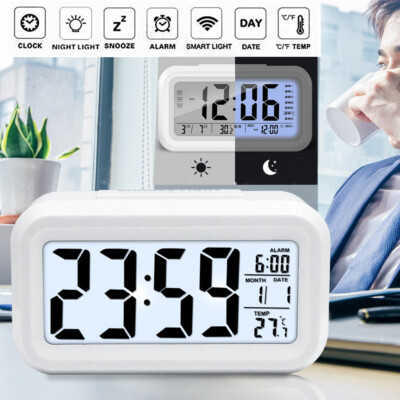 Led Alarm Clock Digital Display Snooze Bedside Clock Temperature Day ...