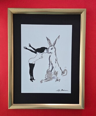 LEROY NEIMAN + FEMLIN KISSING FROM PLAYBOY + CIRCA 1990'S + SIGNED ...