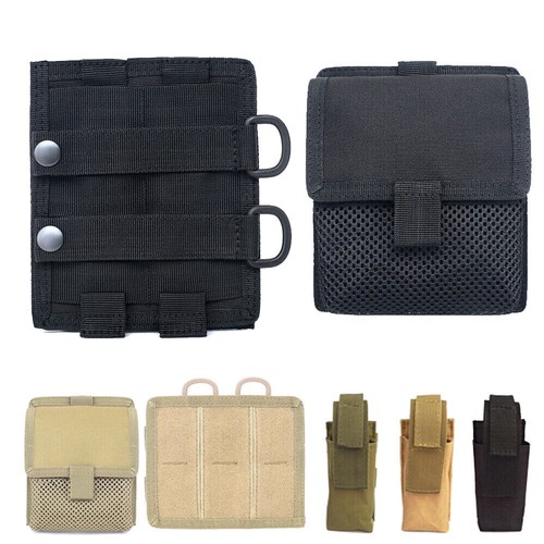 Hook & Loop Panel MOLLE Patch Converter Adapter & Tactical Mesh Pouch ...
