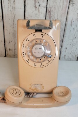 Beige Rotary Wall Telephone Bell System Western Electric Phone NOT ...