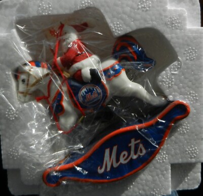 2007 Danbury Mint New York Mets Rocking Horse Santa Christmas Ornament ...
