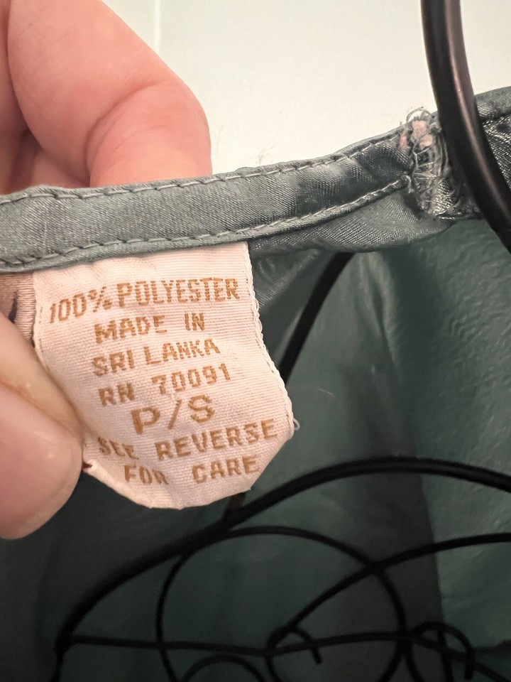 Victoria's Secret Gold Label P Small Green Satin Shirt Dress Sleep ...