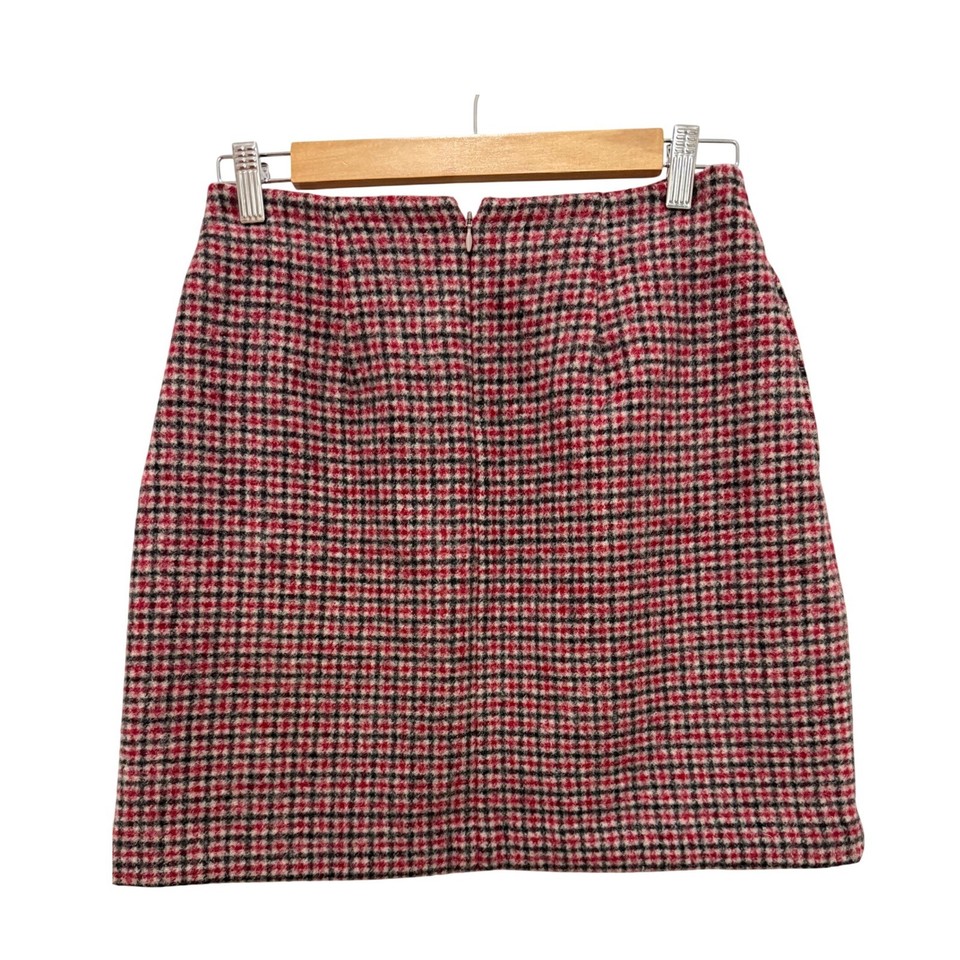 UNIQLO Women Plaid Wool Blend A Line Mini Skirt Size 0 Red Black ...