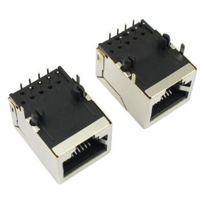 5Pcs Metal RJ45 8P8C 8 Pin Shielded PCB Mount Network Ethernet Socket ...